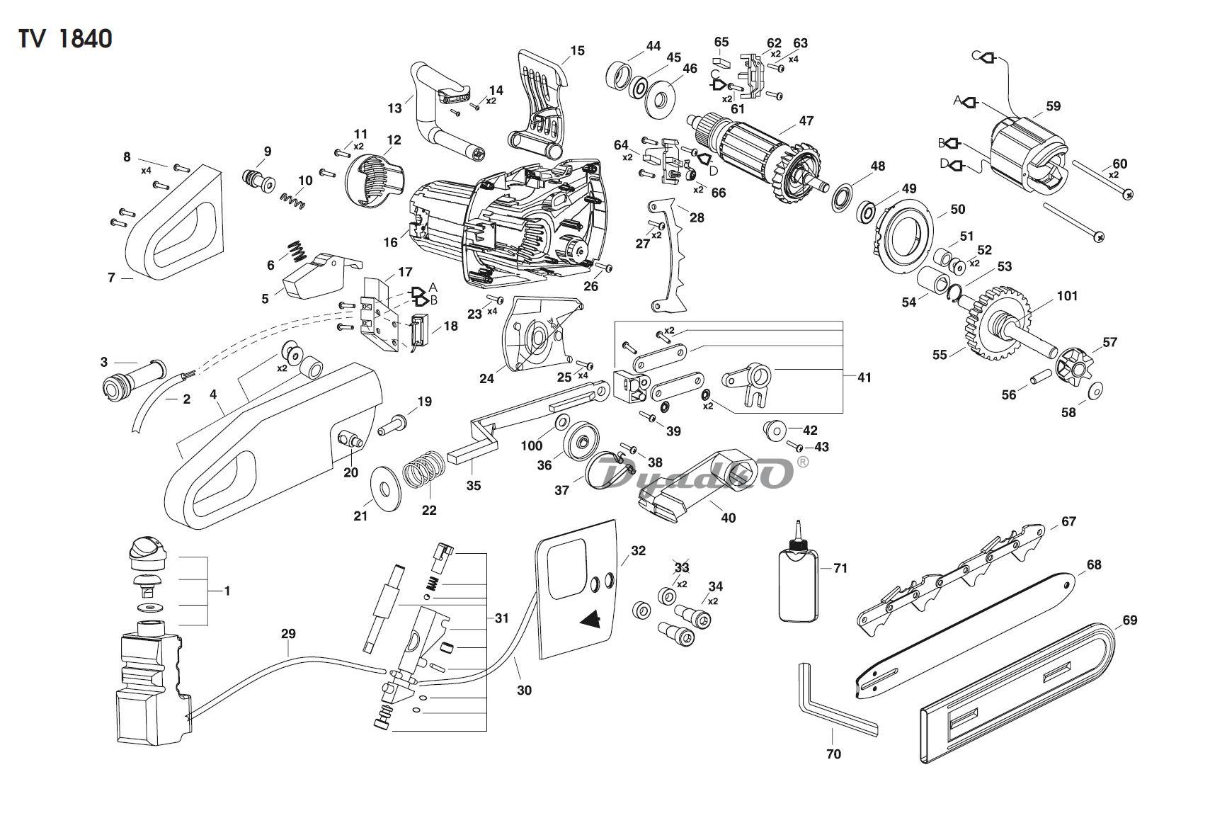 Схема (деталировка) пилы цепные электрические SPARKY TV 1840. Подбор по модели, низкие цены в ...